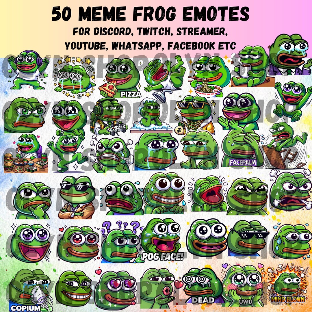 50 Meme Frog EMOTES Pack Whatsapp | Twitch | Discord | Youtube ...