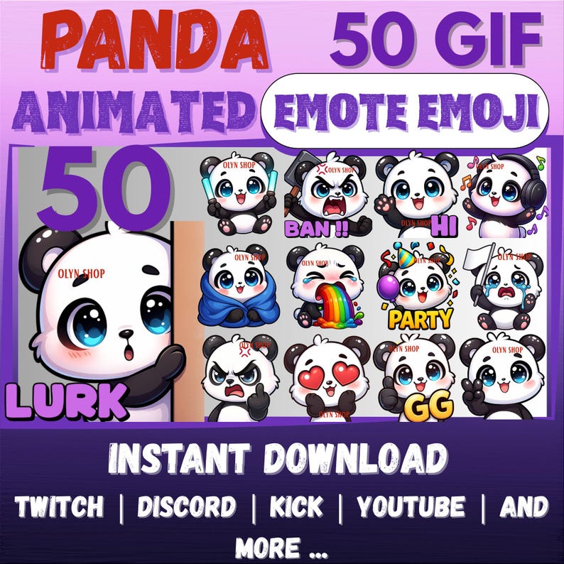50 White Panda Animated GIF Emotes Emojis for Twitch, Discord, Kick ...