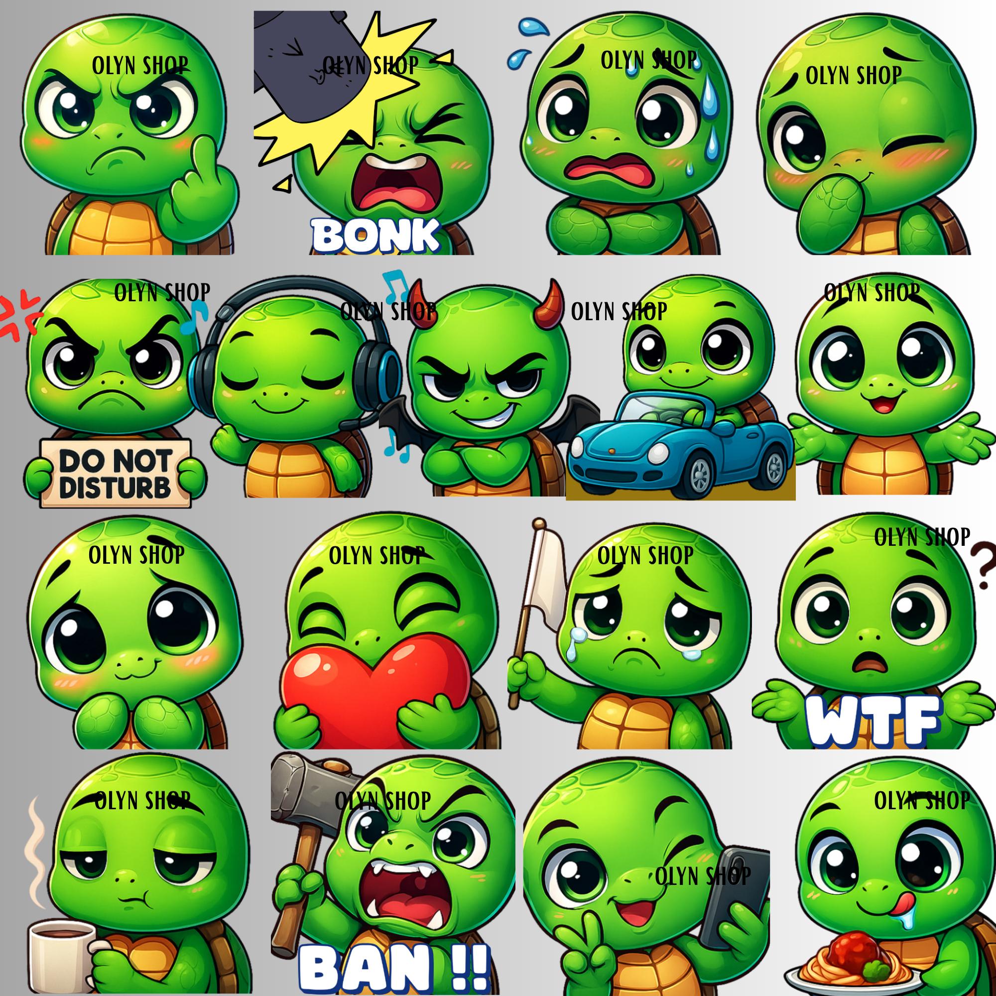 MEGA 67 Emote Emoji Bundle Green Turtle for Twitch, Discord, Kick ...