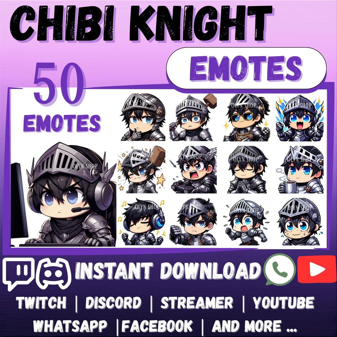 50 Chibi Knight Emotes: Twitch, Discord, Youtube, Facebook, Whatsapp ...
