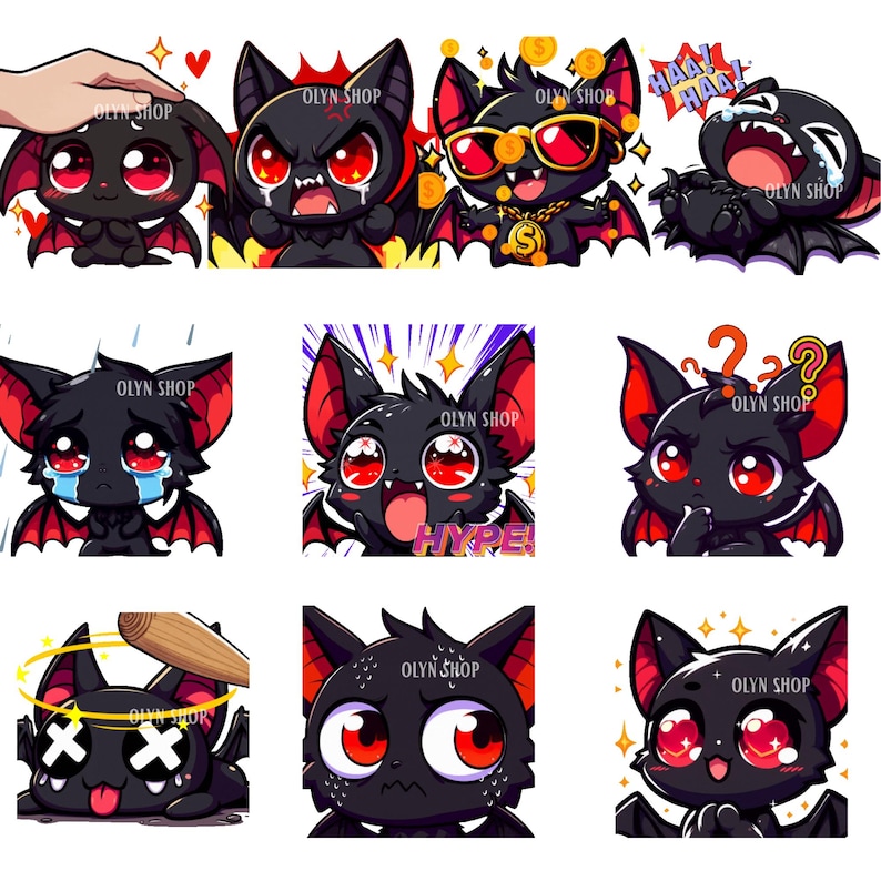 10x BLACK BAT ANIMATED Gif Emotes Pack for Twitch, Discord, Kick ...