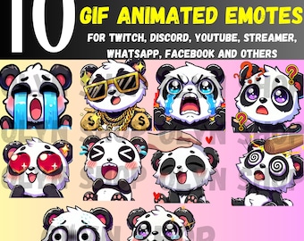 10x Chibi PANDA ANIMATED Gif Emote Emoji Pack for Twitch, Discord, Kick ...