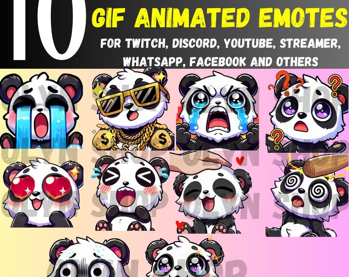 10x Chibi PANDA ANIMATED Gif Emote Emoji Pack for Twitch, Discord, Kick ...
