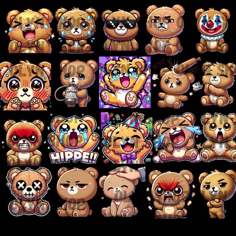 40x TEDDY BEAR EMOTES Pack Whatsapp | Twitch | Discord | Youtube ...