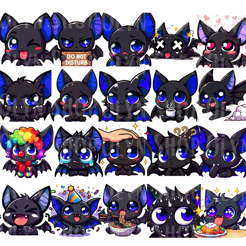 49 Black Bat EMOTES Blue Pack Whatsapp | Twitch | Discord | Youtube ...