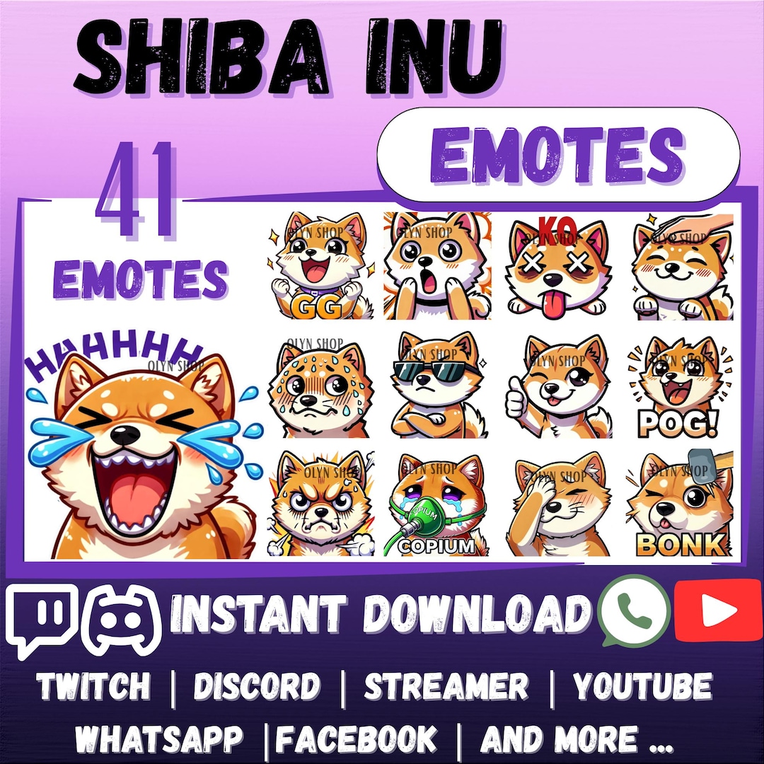 41x SHIBA INU EMOTES Pack Whatsapp | Twitch | Discord | Youtube ...