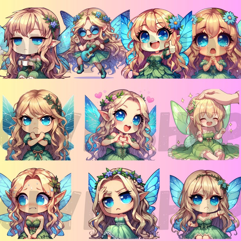 50 CHIBI FAIRY EMOTES Pack Whatsapp | Twitch | Discord | Youtube ...