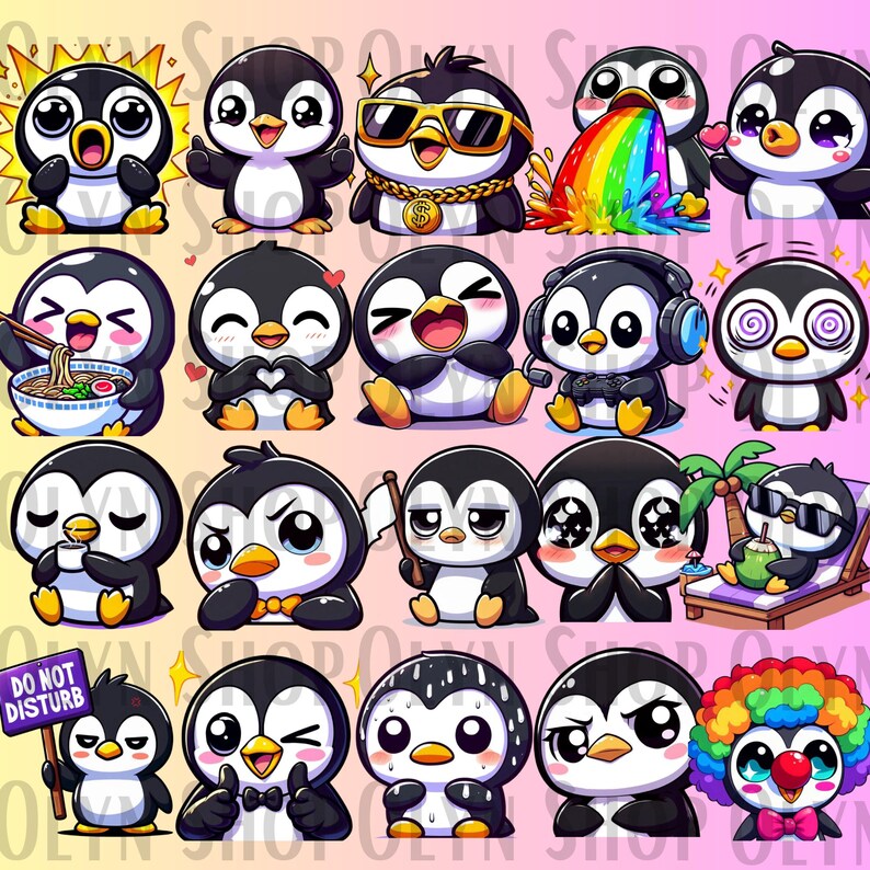 MEGA 50 Emote Emoji Bundle PENGUIN for Twitch, Discord, Kick, Youtube ...