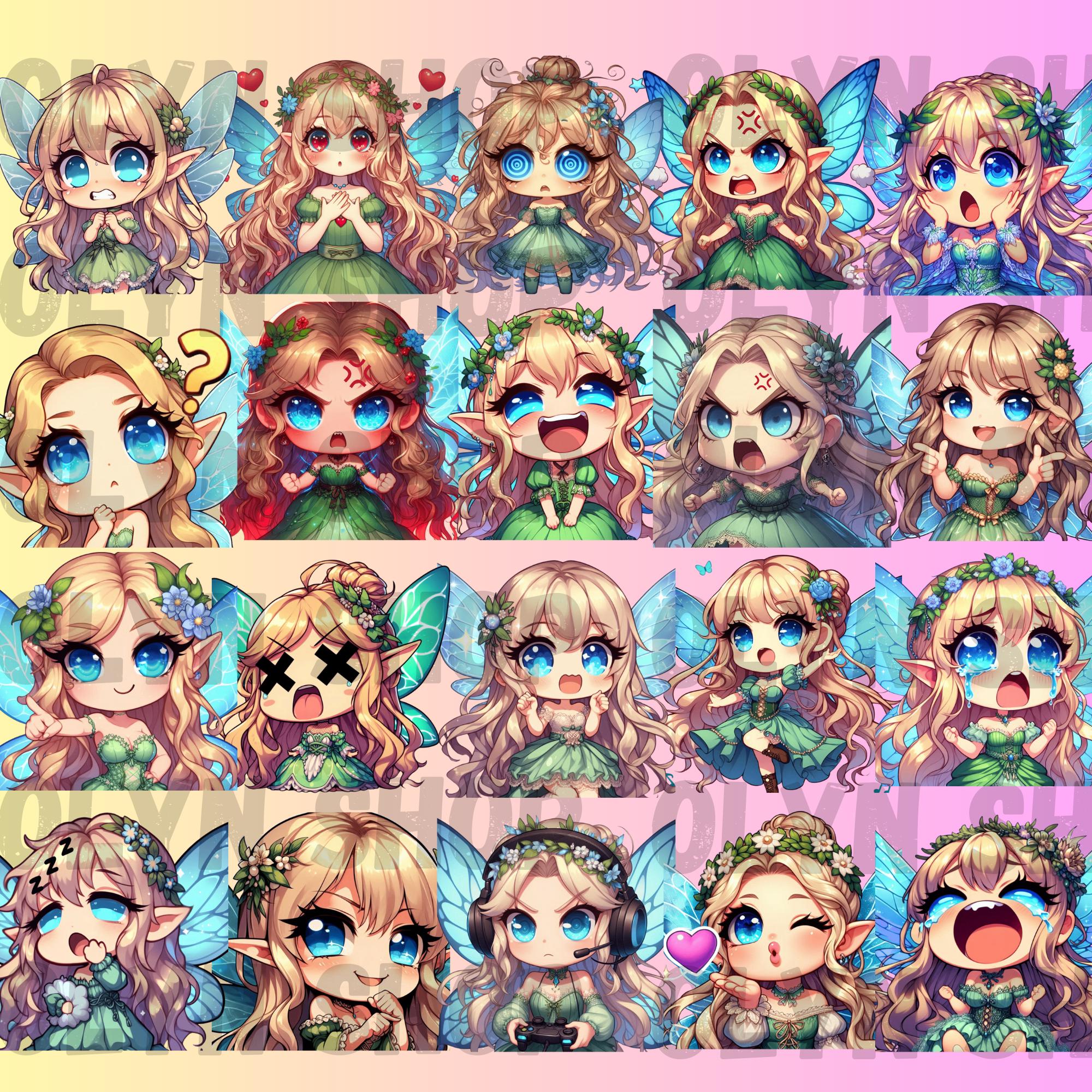 50 CHIBI FAIRY EMOTES Pack Whatsapp | Twitch | Discord | Youtube ...