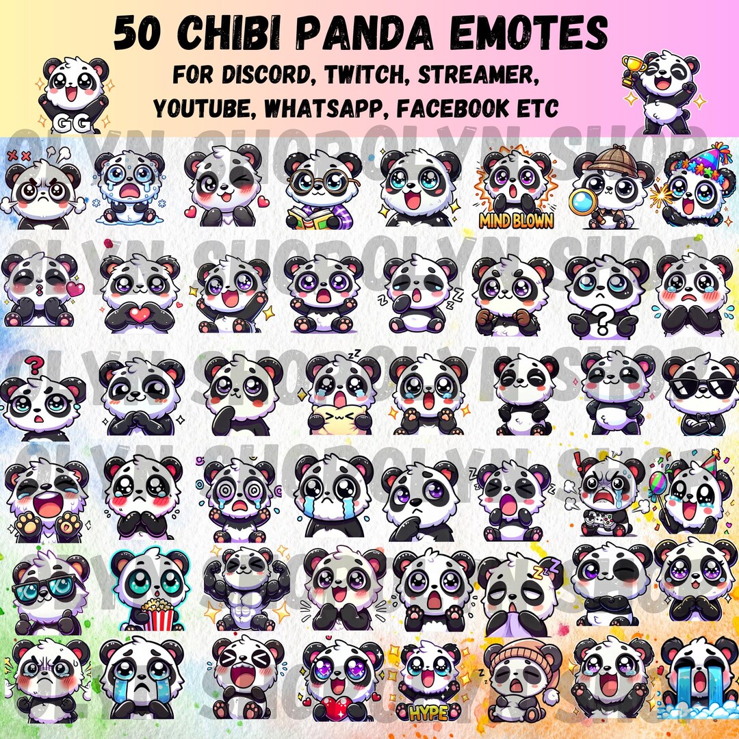 50 PANDA EMOTES Pack Whatsapp | Twitch | Discord | Youtube | Streaming ...