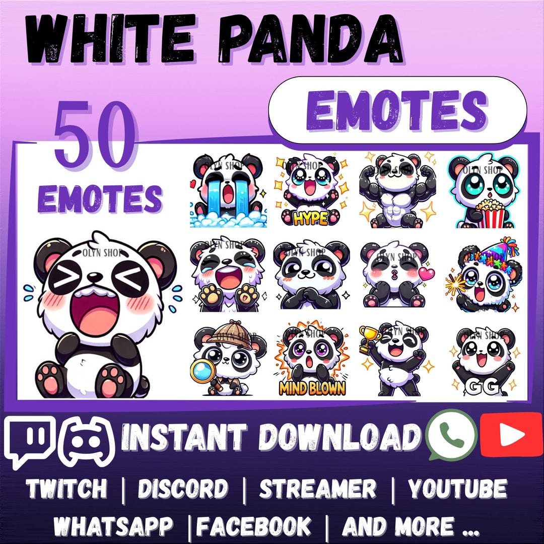 50 Chibi Panda Emotes Bundle, Twitch, Discord, Youtube (digital ...