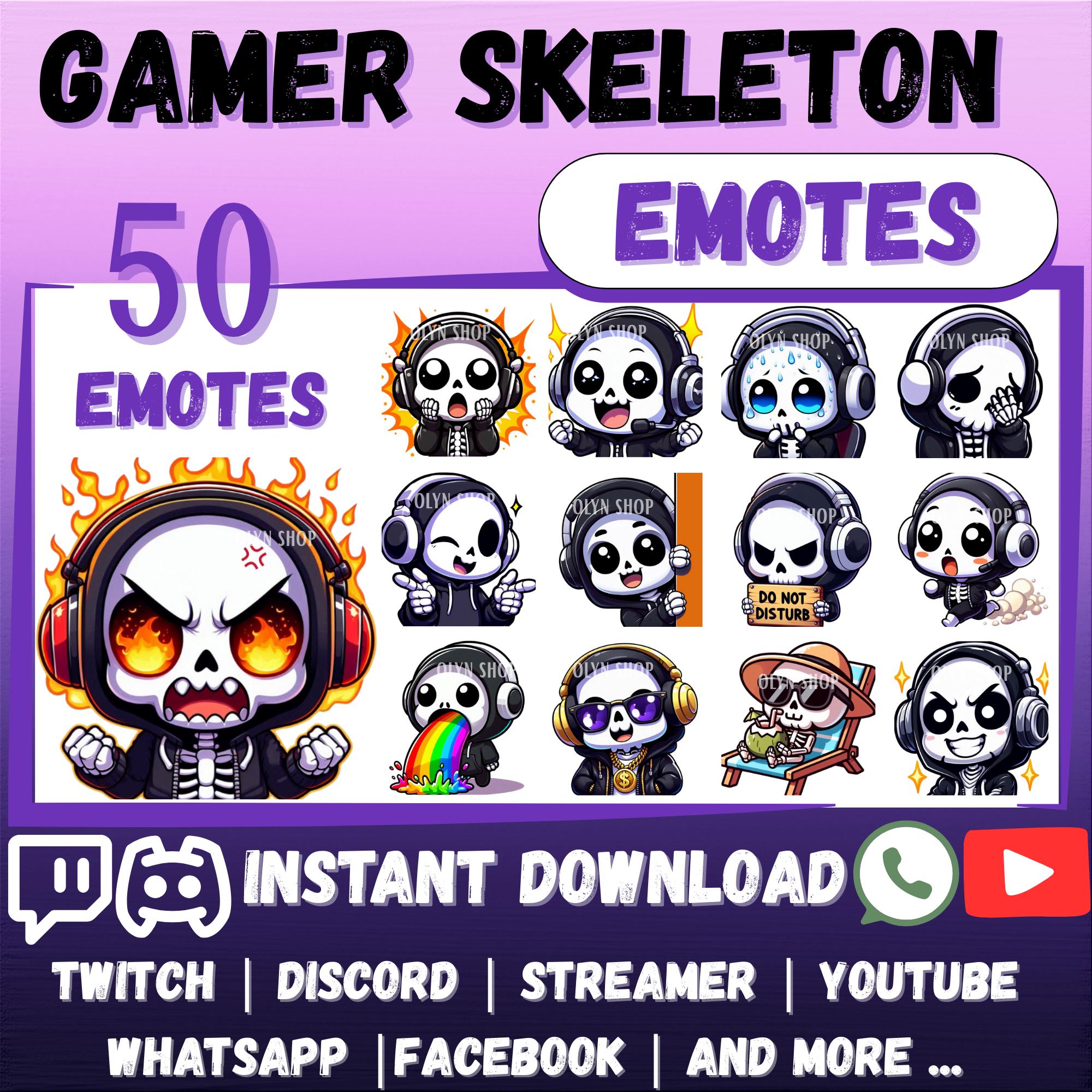 50x Chibi SKELETON SKULL Emote Emoji Pack Whatsapp | Twitch | Discord ...