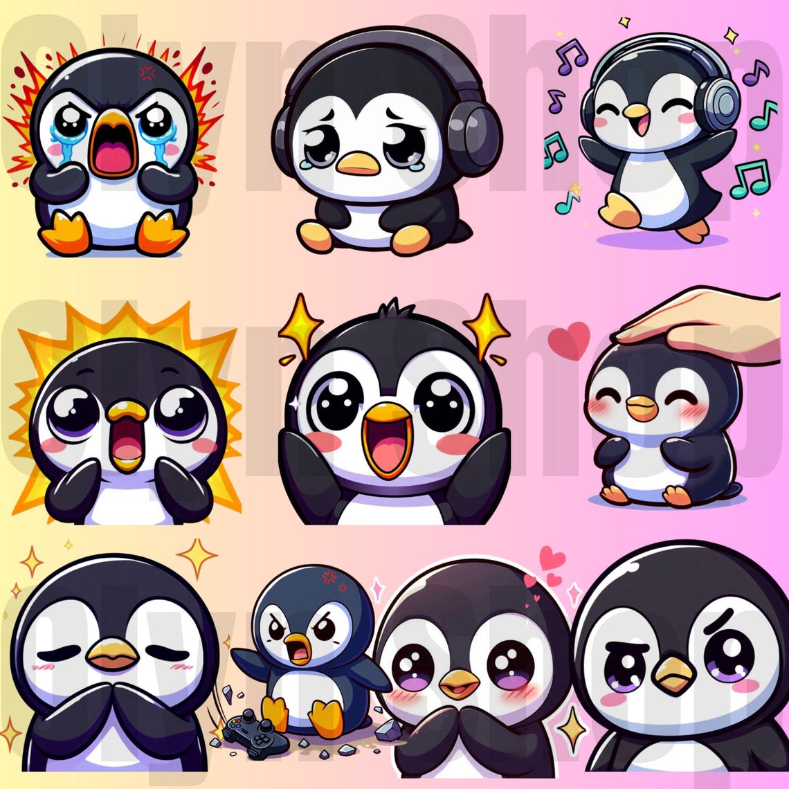 MEGA 50 Emote Emoji Bundle PENGUIN for Twitch, Discord, Kick, Youtube ...