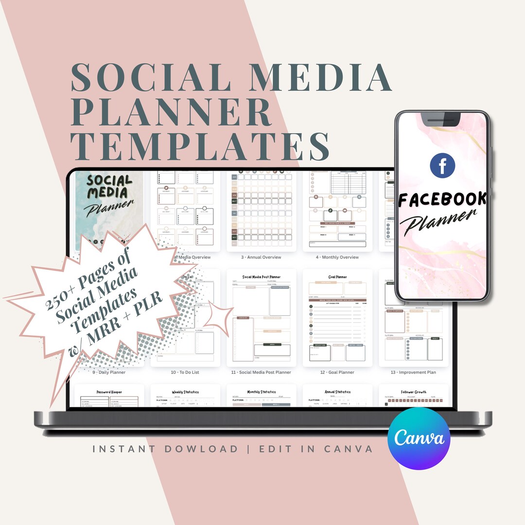 Social Media Planner Templates With MRR and PLR, Easy Download ...