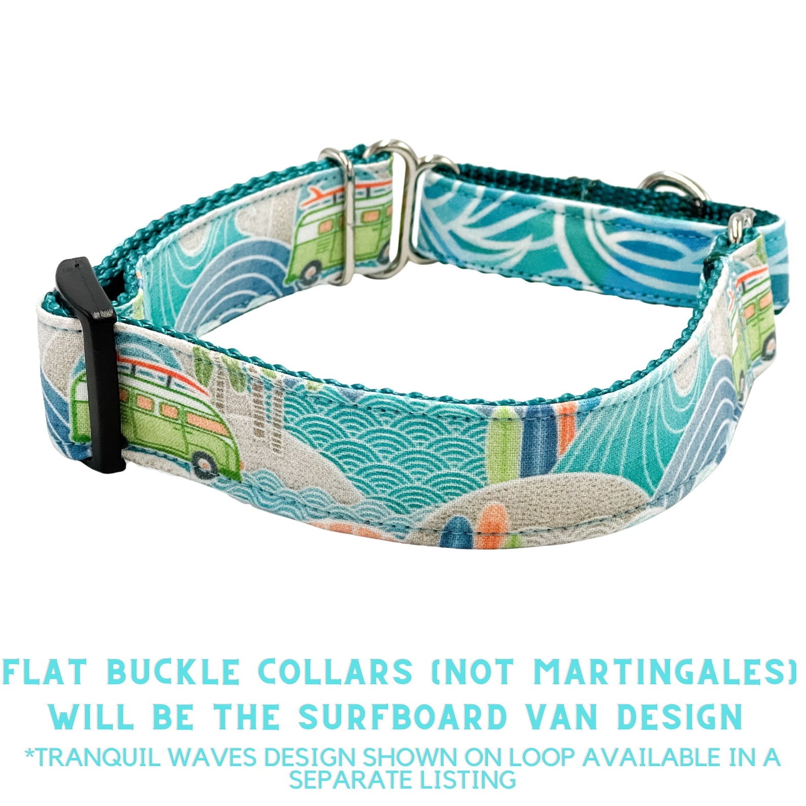 Waves Surfing Beach Van Dog Collar | Beach Daze | Martingale or Flat ...