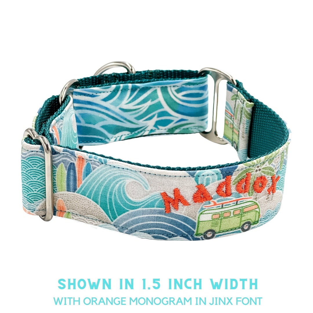 Waves Surfing Beach Van Dog Collar | Beach Daze | Martingale or Flat ...