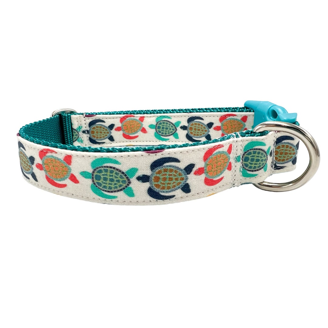 Sea Turtle Dog Collar, Martingale or Buckle, Personalized, Green ...