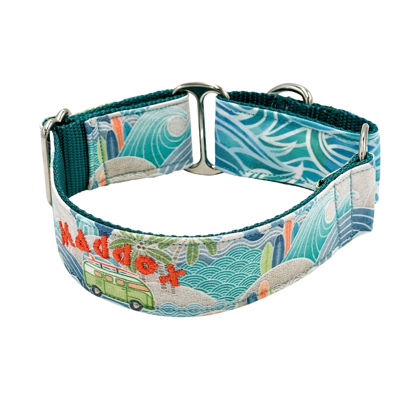 Waves Surfing Beach Van Dog Collar | Beach Daze | Martingale or Flat ...