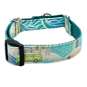 Waves Surfing Beach Van Dog Collar | Beach Daze | Martingale or Flat ...