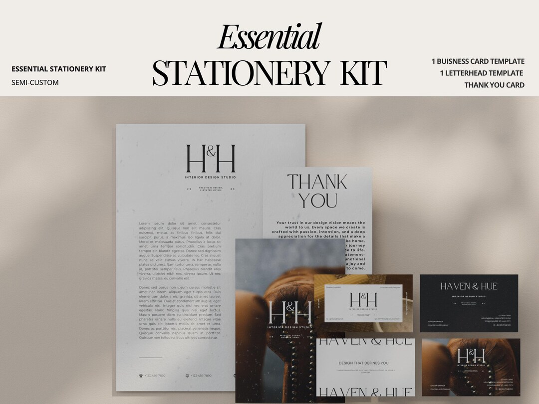 Interior Designer Stationery Kit: Letterhead, Business Card, Thank You ...