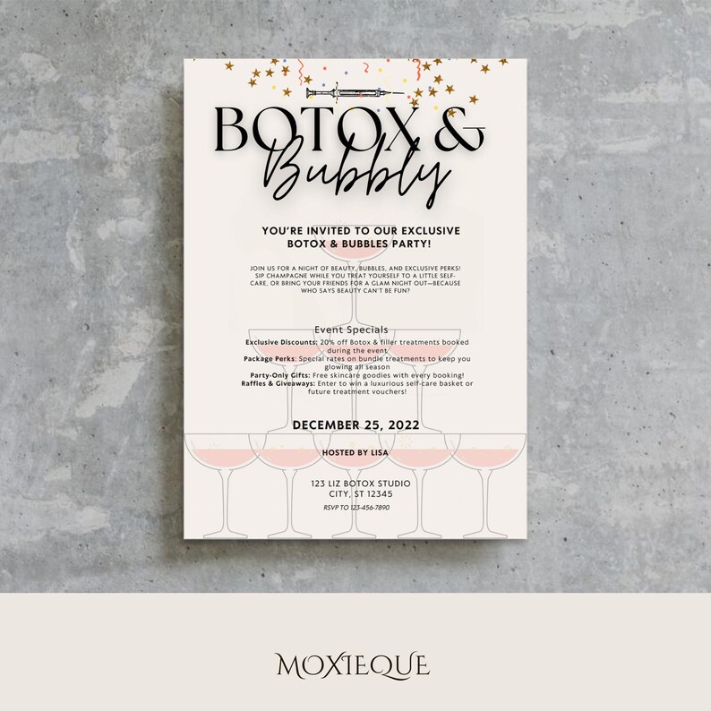 Botox Party Invite, Filler Special Flyer, Spa Flyer Template, Promotion ...