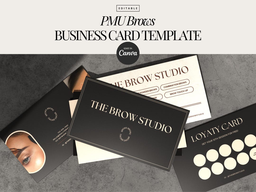 PMU Brows Business Card Template Brown, Microblading Template ...
