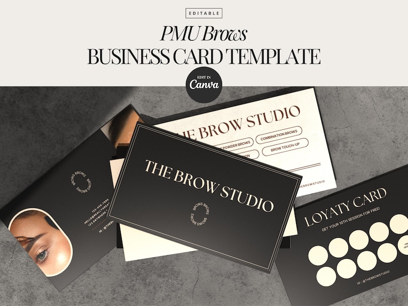 PMU Brows Business Card Template Brown, Microblading Template ...