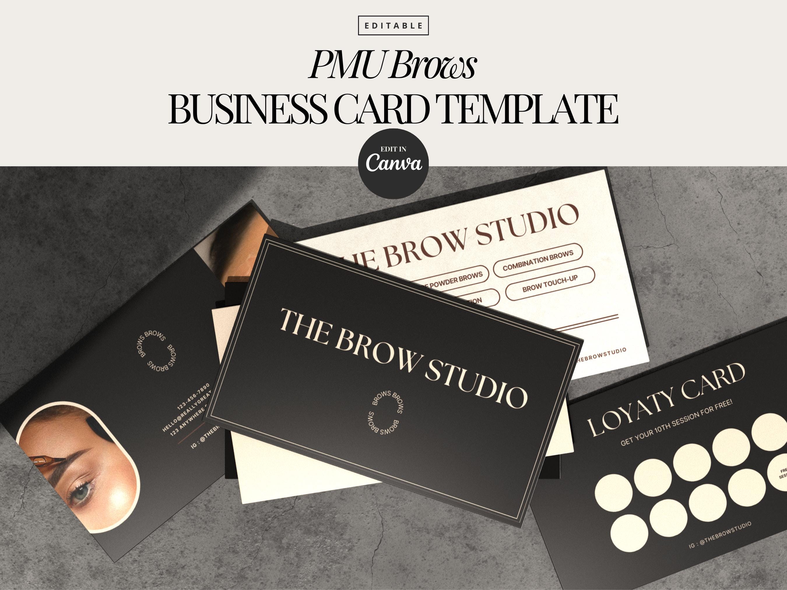 PMU Brows Business Card Template Brown, Microblading Template ...