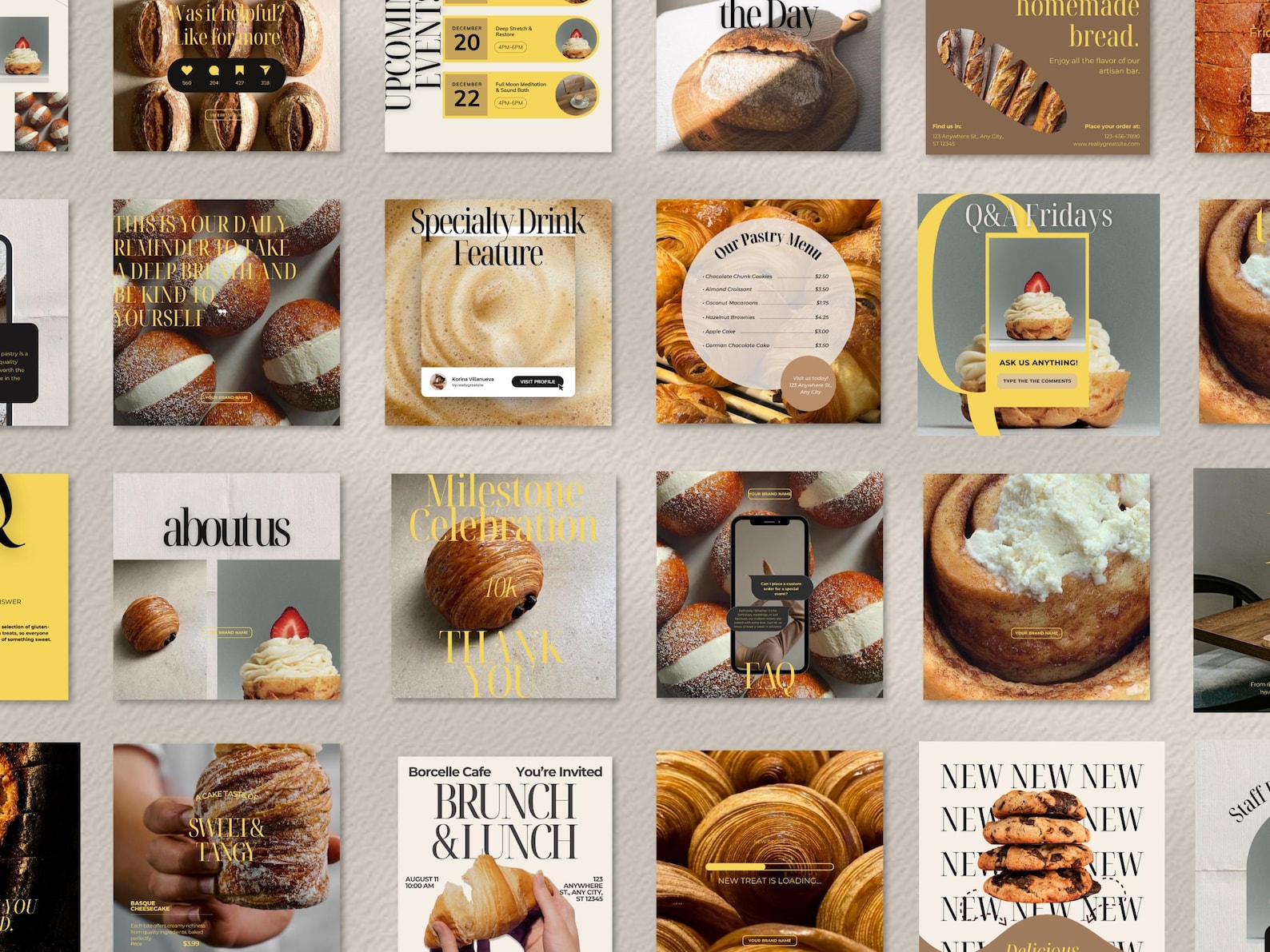 Bakery Instagram Post Templates, Editable Canva Instagram Template ...