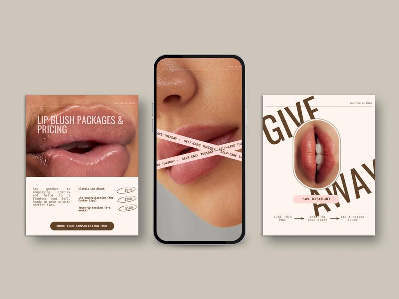 Lip Blush Instagram Post Template, Social Media Medspa, Skin Clinic ...