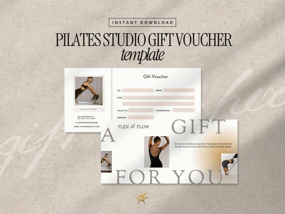 Pilates Gift Card Template, Editable Pilates Studio Gift Certificate ...