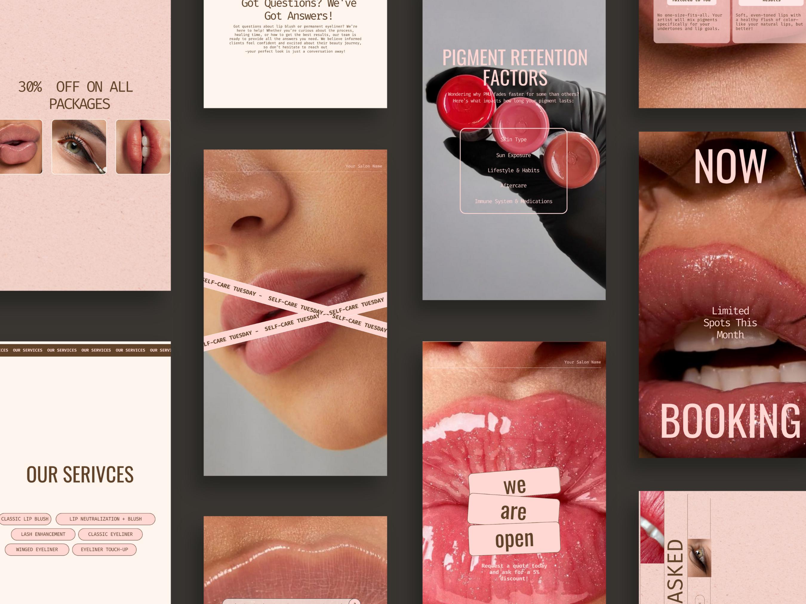 Lip Blush Instagram Post Template, Social Media Medspa, Skin Clinic ...