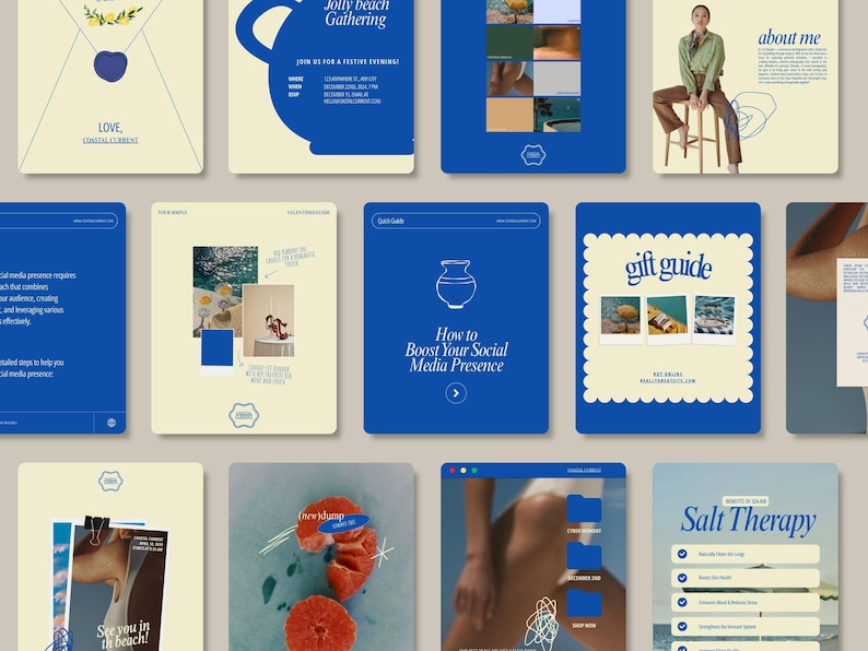Coastal Aesthetic Social Media, Nautical Instagram Templates Content ...