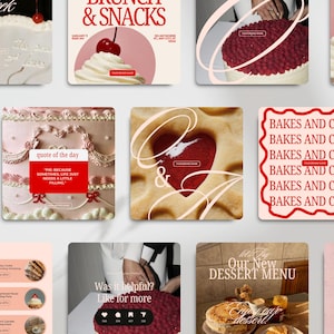 Cookies and Cakes Instagram Post Templates, Editable Canva Instagram ...