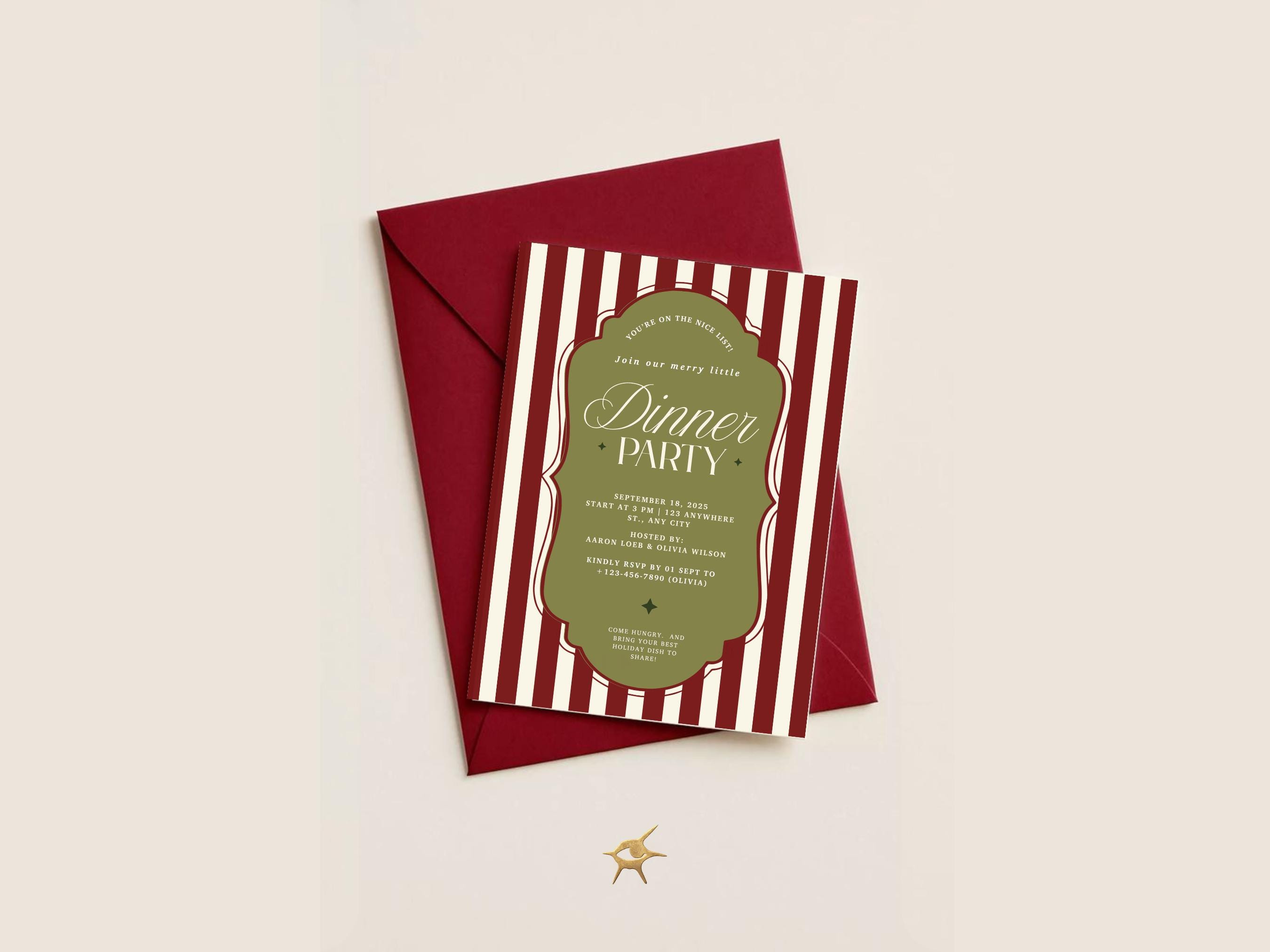 Dinner Party Invitation Template, Editable Christmas Card Bundle ...