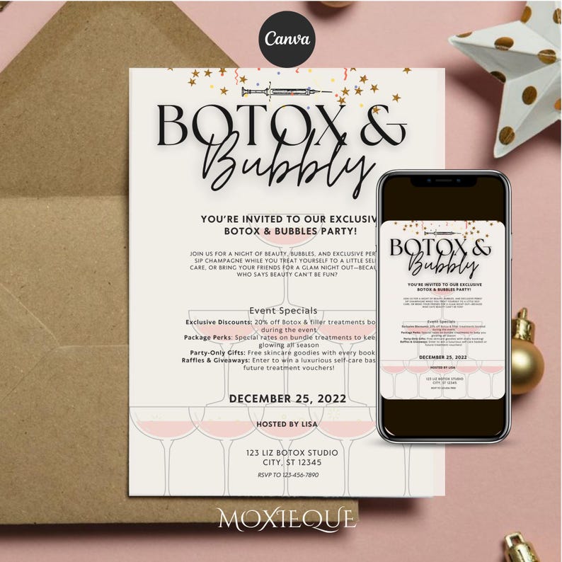 Botox Party Invite, Filler Special Flyer, Spa Flyer Template, Promotion ...
