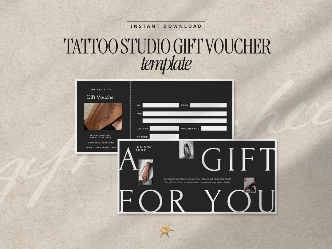 Tattoo Gift Card Template, Editable Tattoo Studio Gift Certificate ...