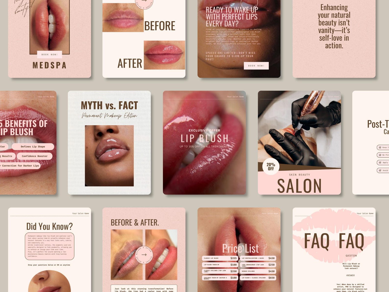 Lip Blush Instagram Post Template, Social Media Medspa, Skin Clinic ...