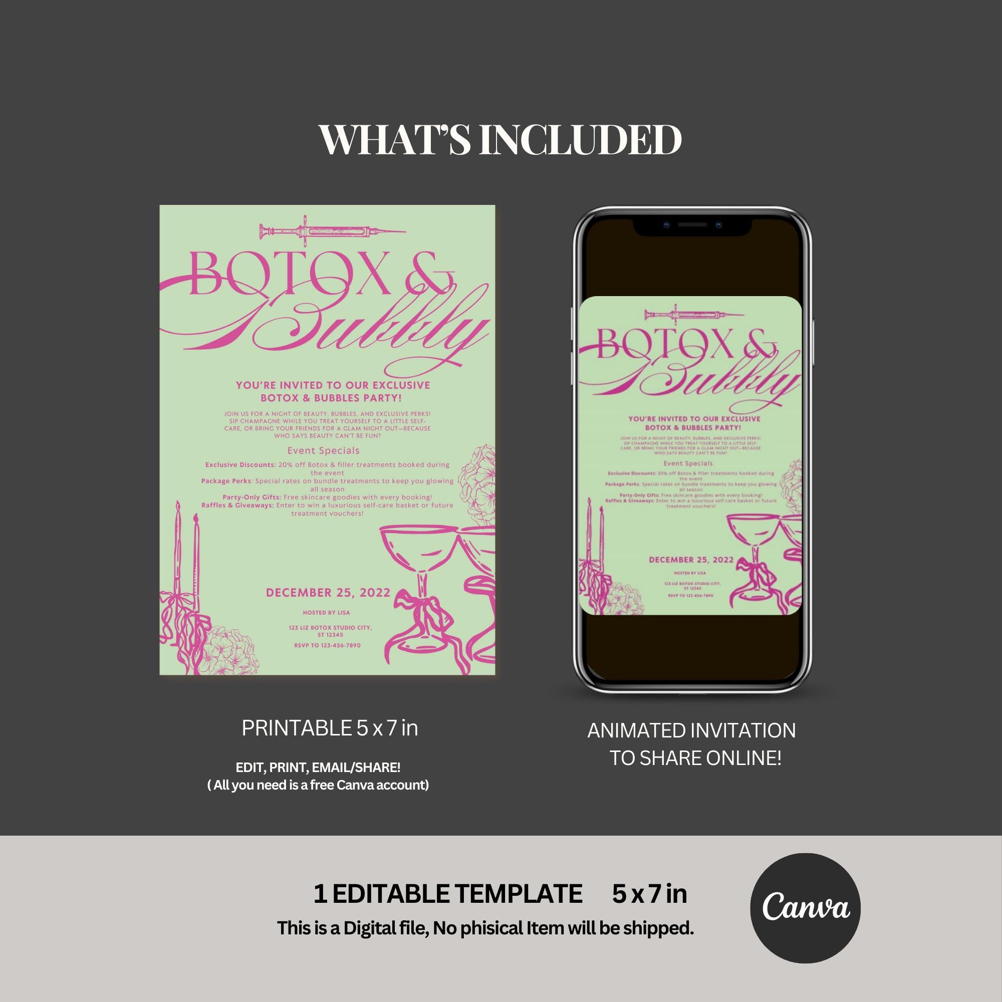 Botox Party Invite, Skin Clinic Special Flyer, Spa Flyer Template ...