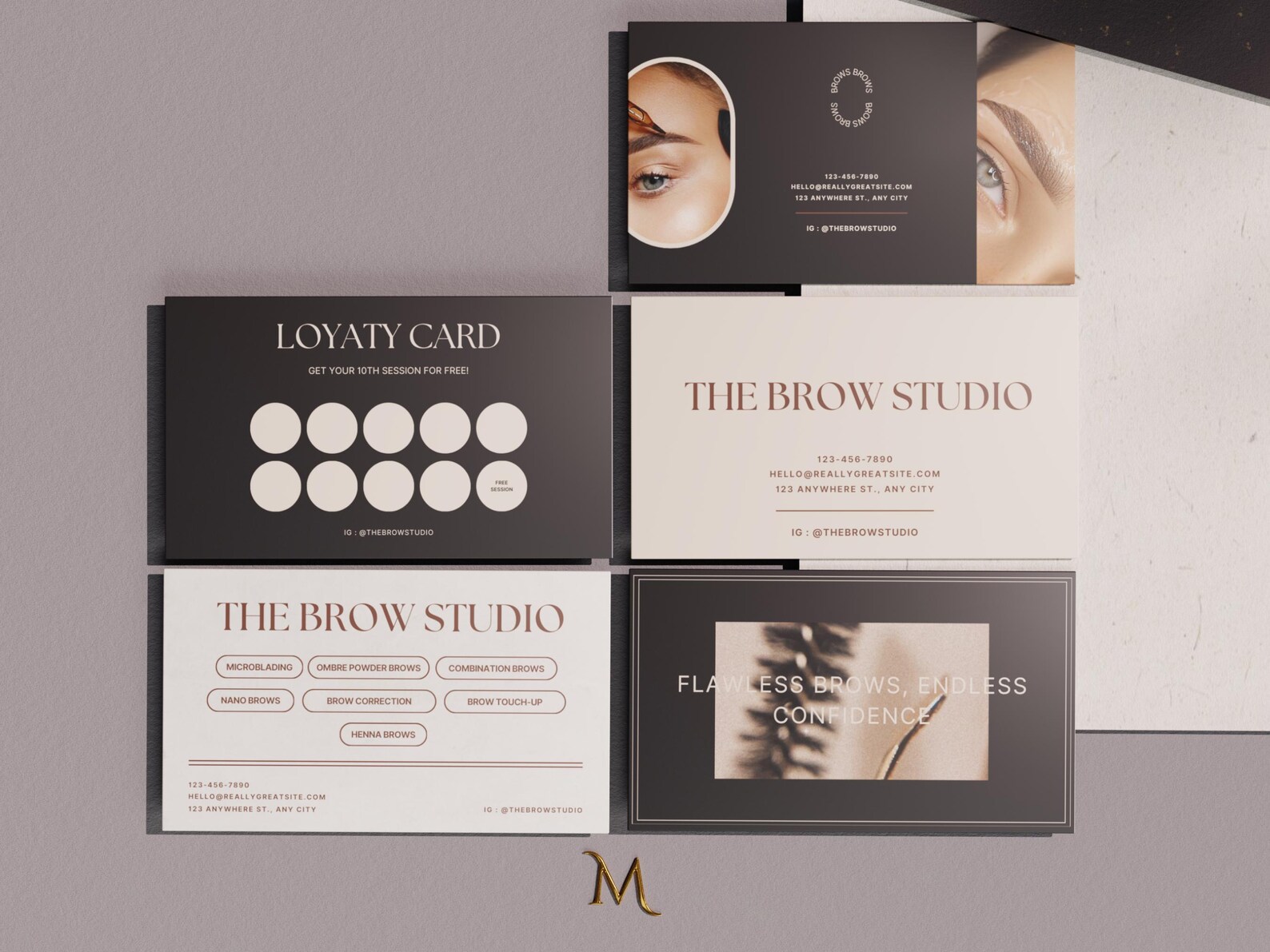 PMU Brows Business Card Template Brown, Microblading Template ...