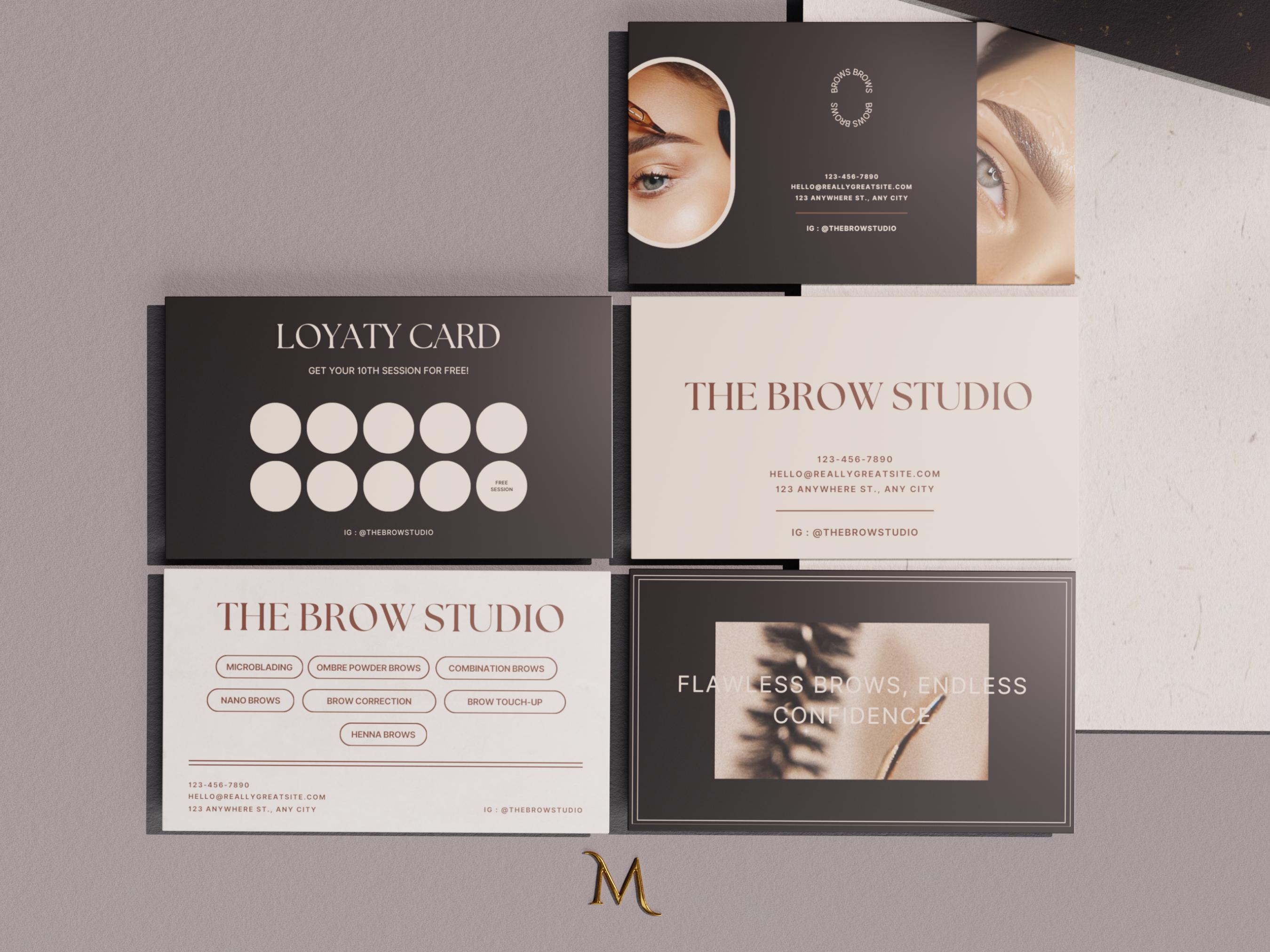 PMU Brows Business Card Template Brown, Microblading Template ...