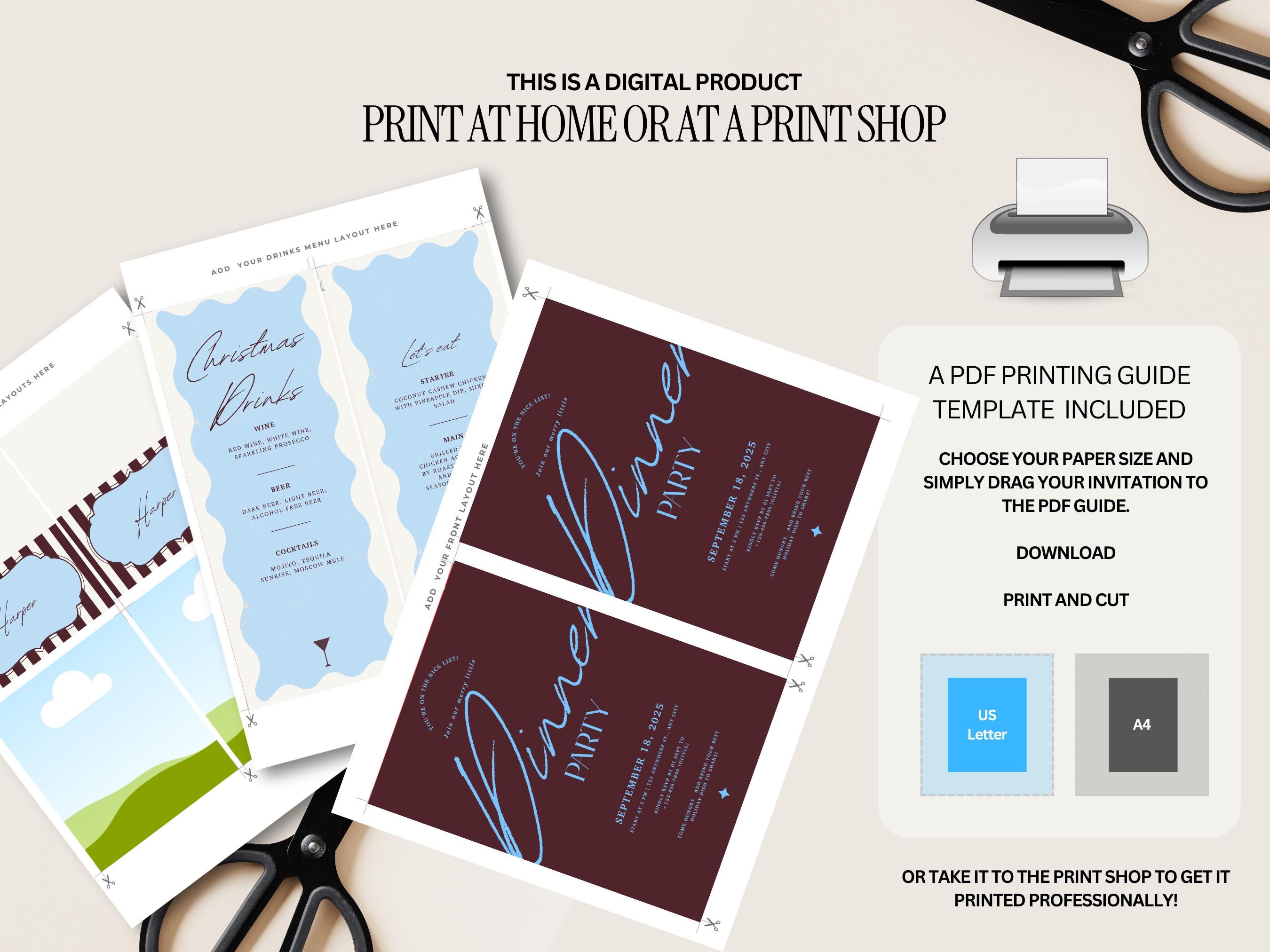 Christmas Bundle Template, Printable Card Bundle, Festive Invitation ...