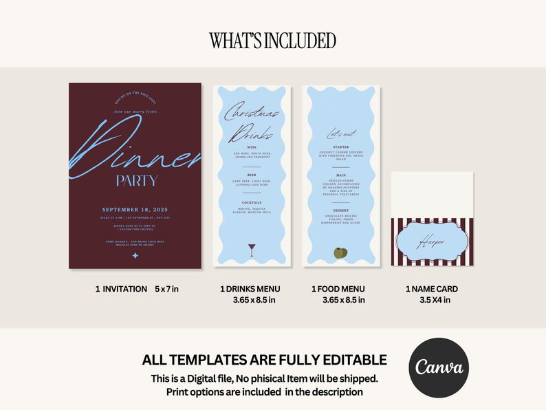Christmas Bundle Template, Printable Card Bundle, Festive Invitation ...
