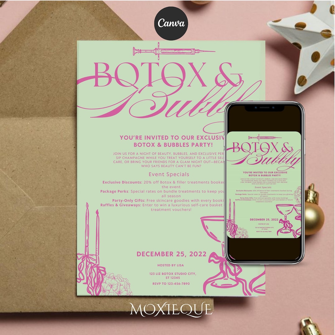 Botox Party Invite, Skin Clinic Special Flyer, Spa Flyer Template ...