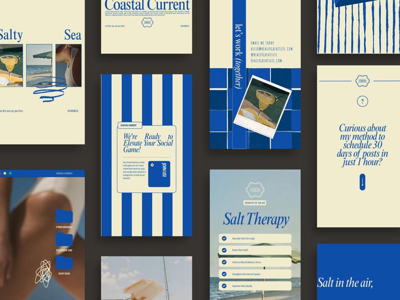 Coastal Aesthetic Social Media, Nautical Instagram Templates Content ...