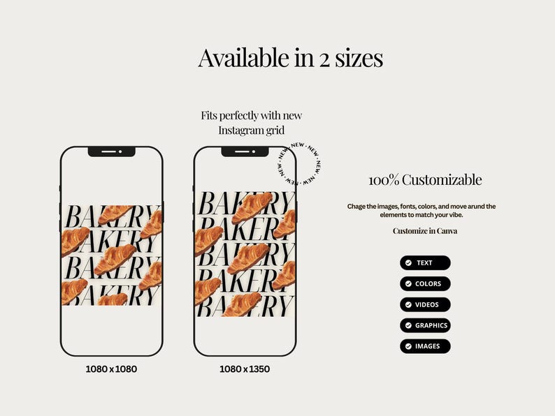 Bakery Instagram Post Templates, Editable Canva Instagram Template ...