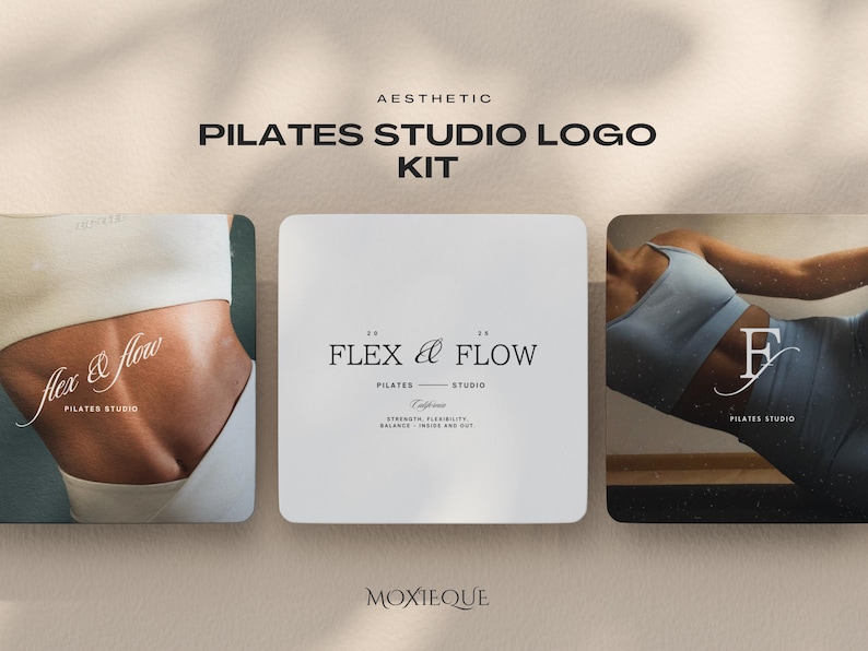 Pilates Studio Logo Kit: Minimalist Fitness Branding (digital Download ...