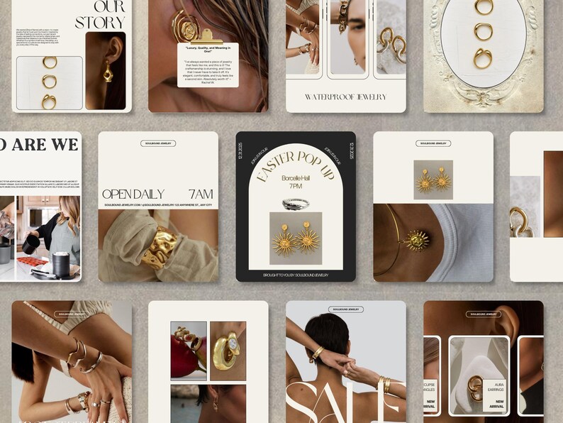 Luxury Permanent Jewelry Instagram Post Templates, Aesthetic Permanent ...