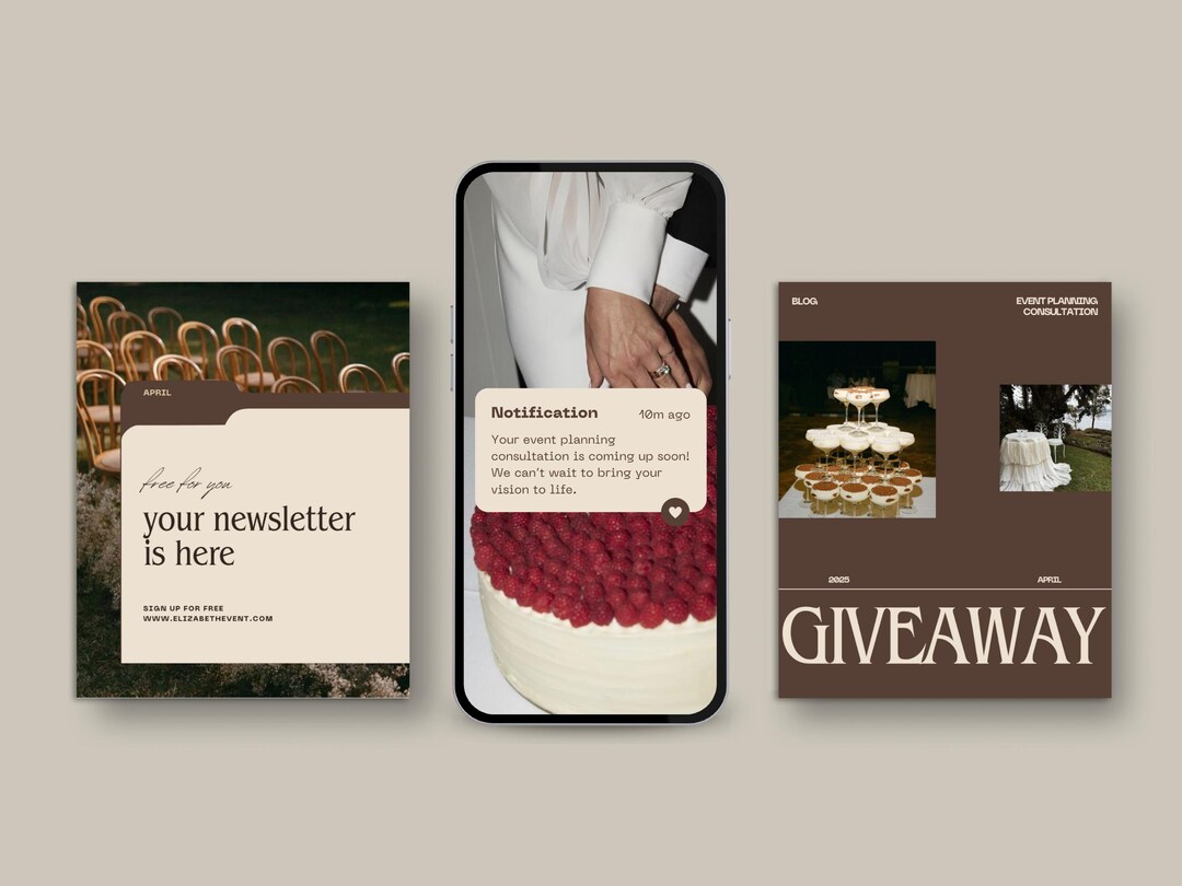 Elegant Event Planner Instagram Templates: Brown & Beige Social Media ...