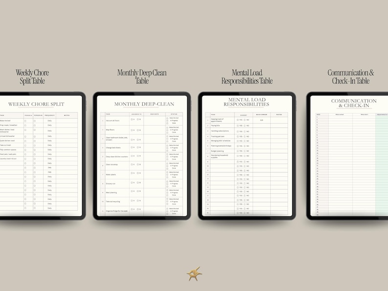 Couples Chore Split Tracker, Household Task Organizer, Minimalist Chore ...